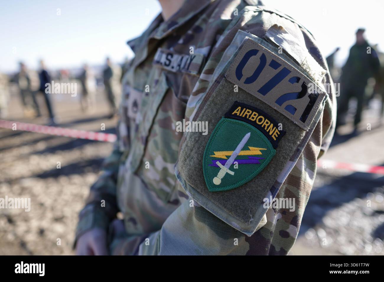 Cincu, Romania - November 13, 2025: Details with a US army patch during ...
