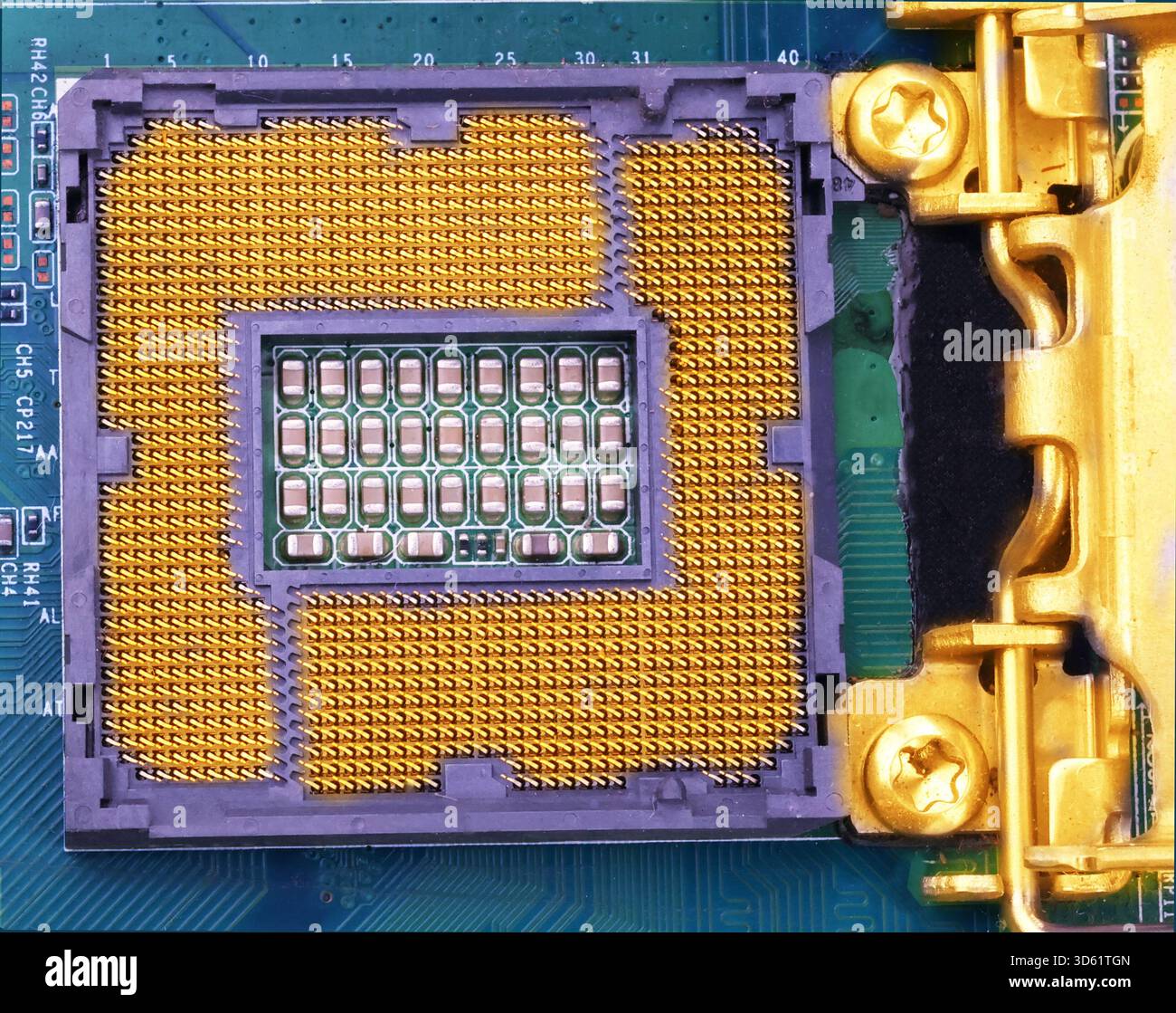 Image of a CPU socket on a computer motherboard Stock Photo - Alamy