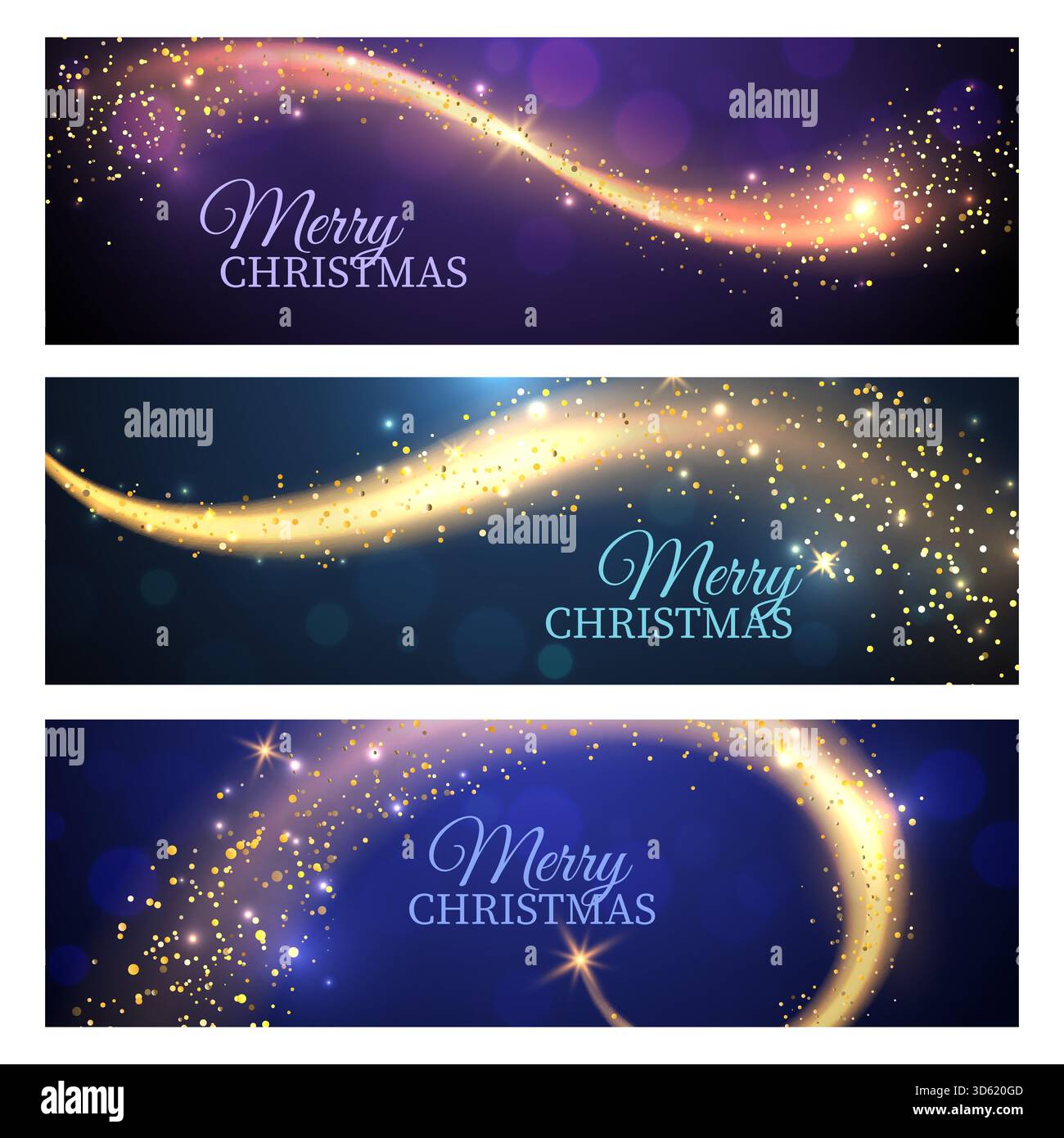 Merry christmas magic banners. Horizontal poster design, realistic ...