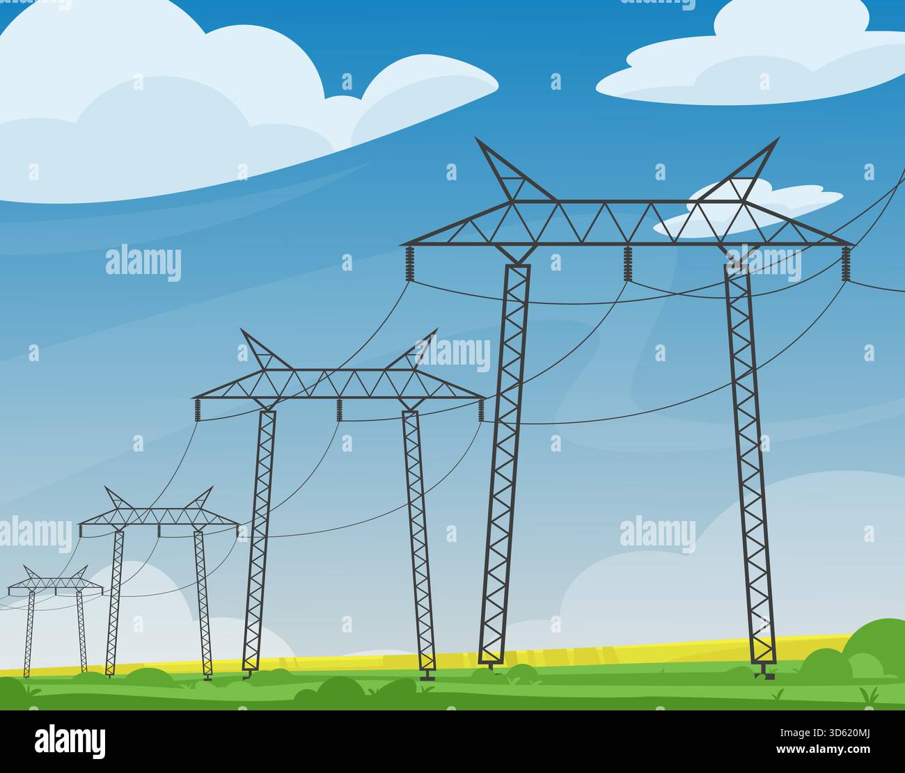 High voltage transmission towers and cables Stock Vector Images - Alamy