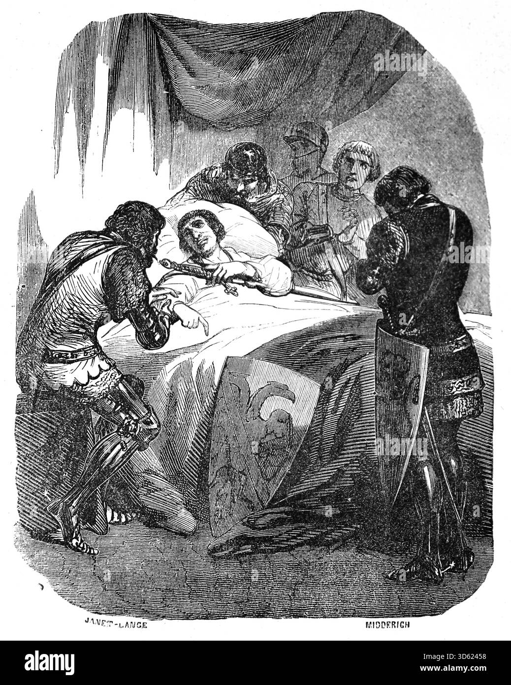 Olivier de Clison (Claquin) (1336-1407) in deathbed, Paris, France ...