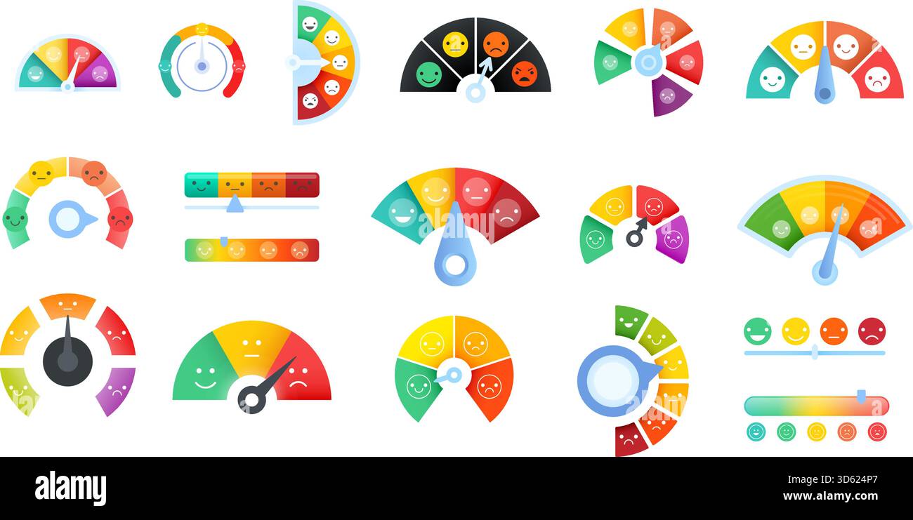 Satisfaction meters. Customer experience credit score level ui, quality ...
