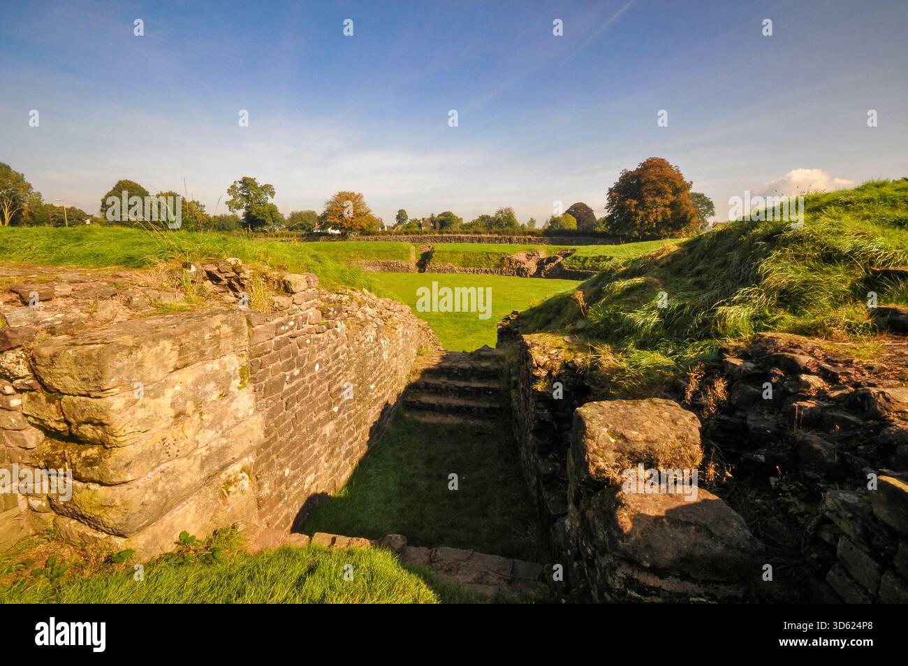 Caerleon Roman amphitheatre ruins in sunlight Stock Photo - Alamy