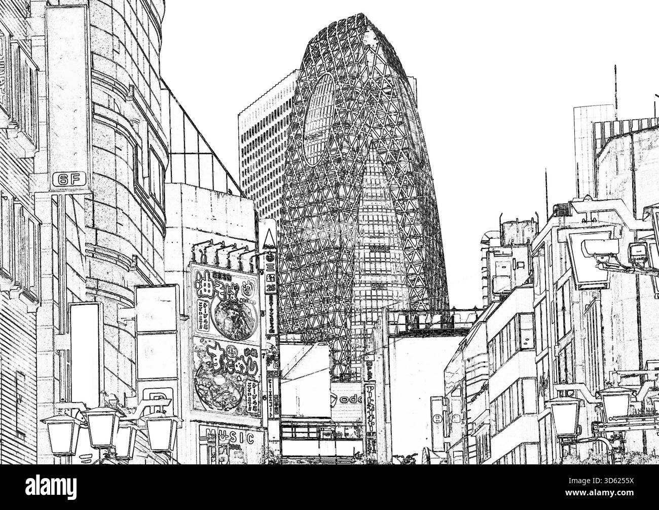 street scene, Shinjuku, Tokyo, Japan (illustration Stock Photo - Alamy
