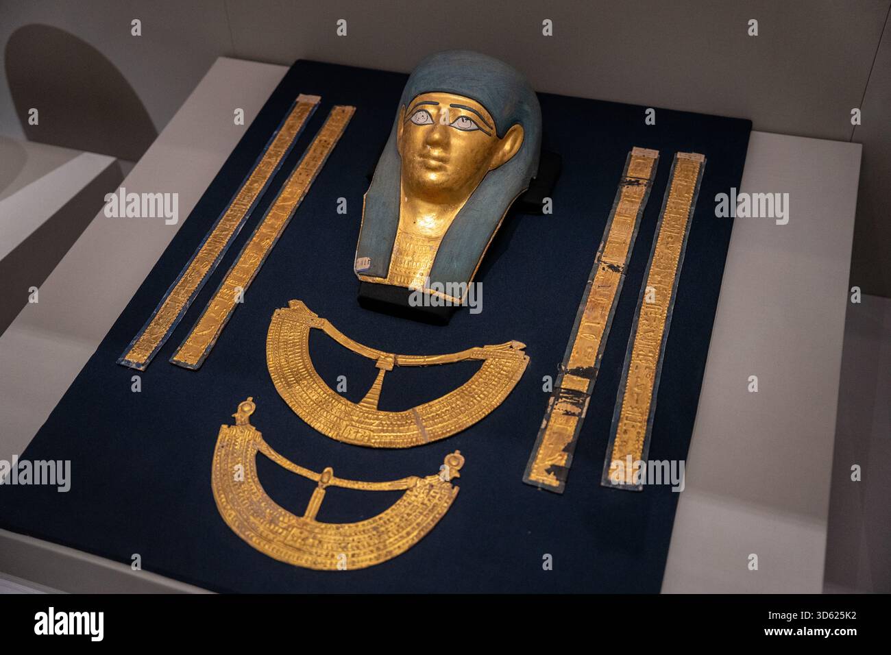 A mummy mask on display at the “Ancient Egypt Unveiled: Treasures from ...