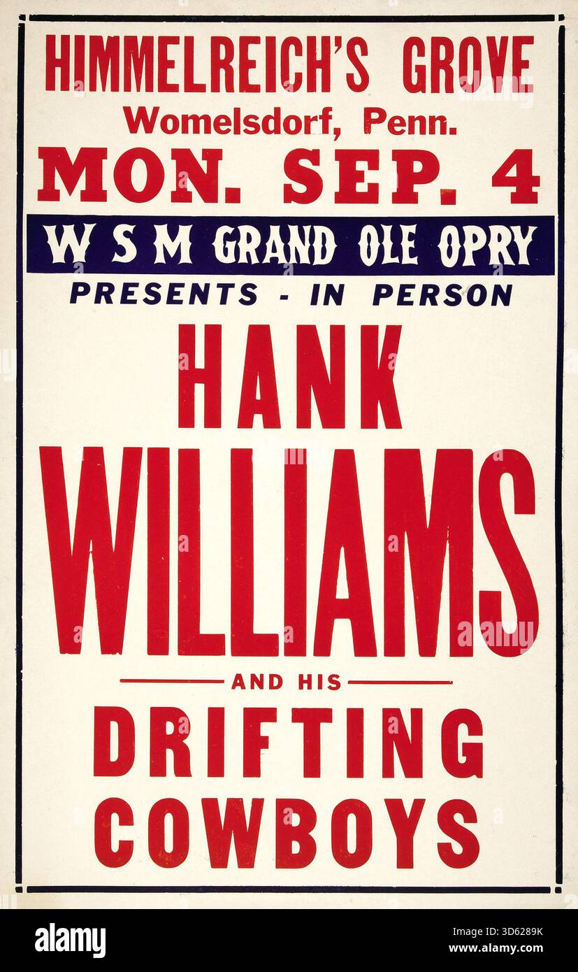 WM Grand Old Opry – Hank Williams Himmelrich's Grove – Vintage Concert ...