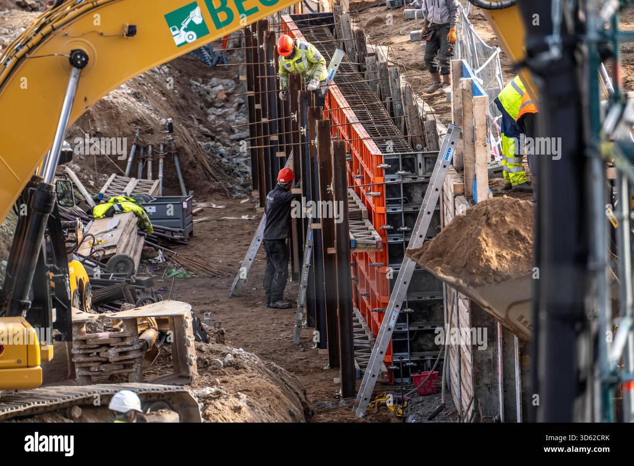 Construction site, demolition, dismantling of a large building ...
