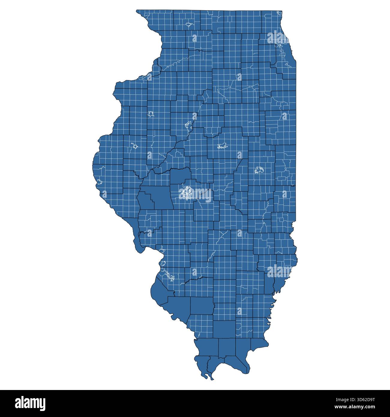 Vector outline map of Illinois state divided into counties and ...