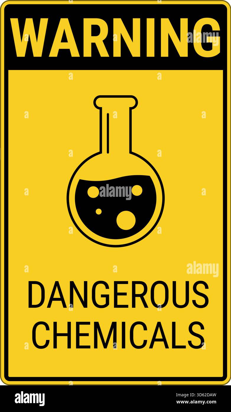 Dangerous Chemicals warning sign with round bottom flask Stock Vector ...