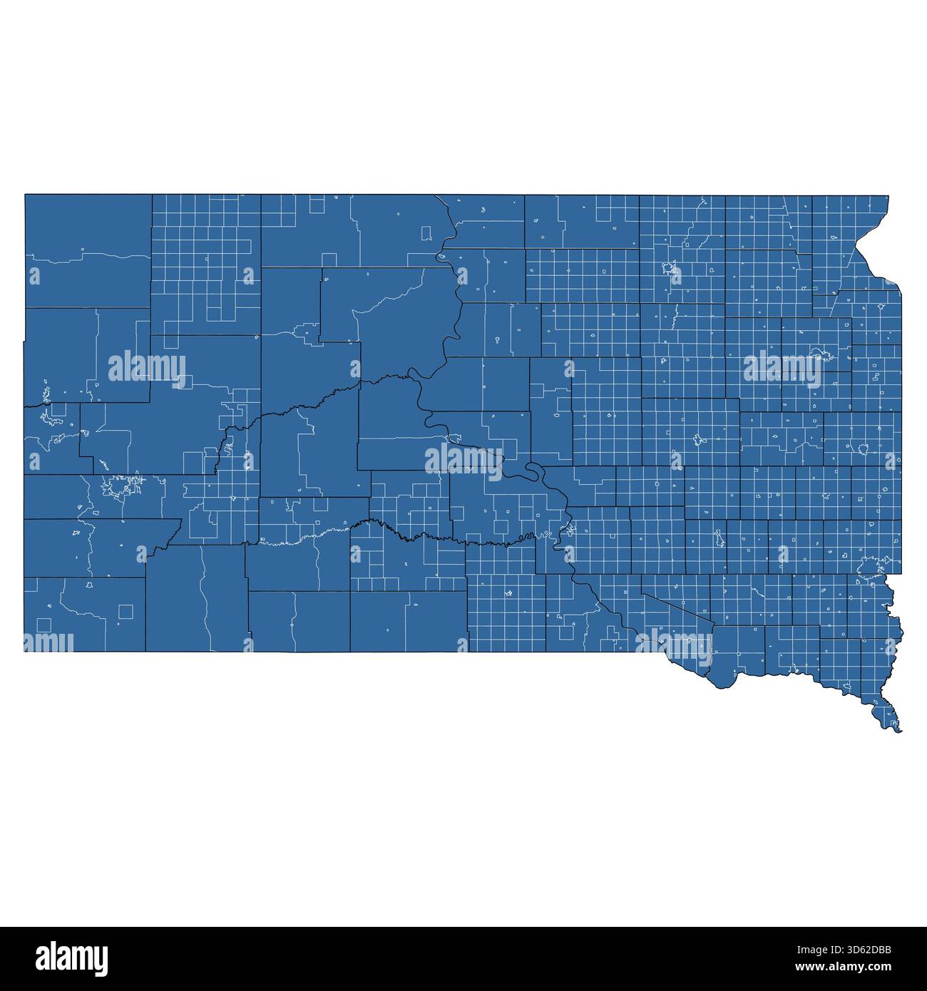Vector outline map of South Dakota state divided into counties and ...