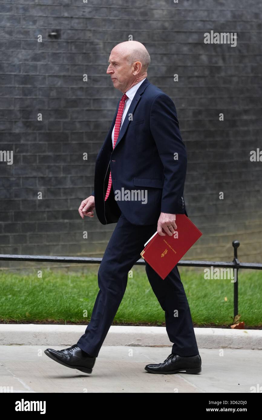 Defence Secretary John Healey arriving for a Cabinet meeting in Downing ...
