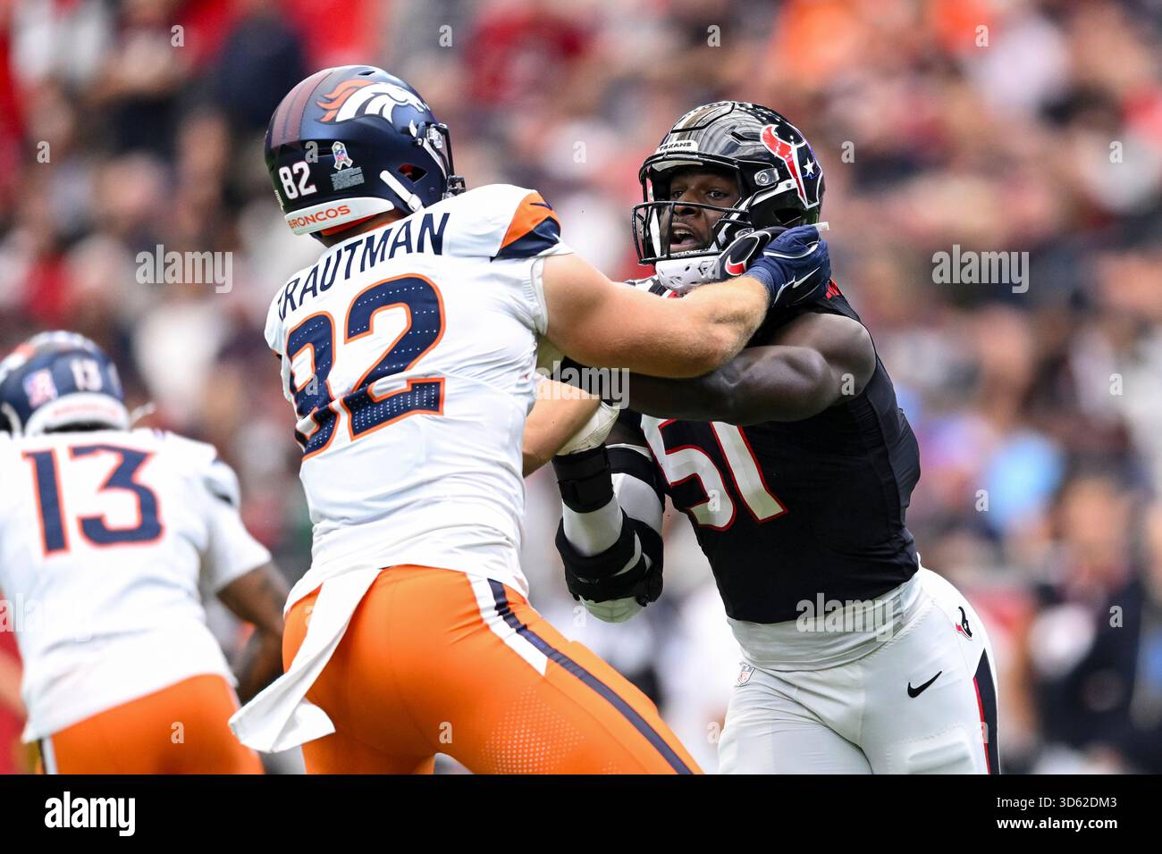 Houston Texans defensive end Will Anderson Jr. (51) defends in coverage ...