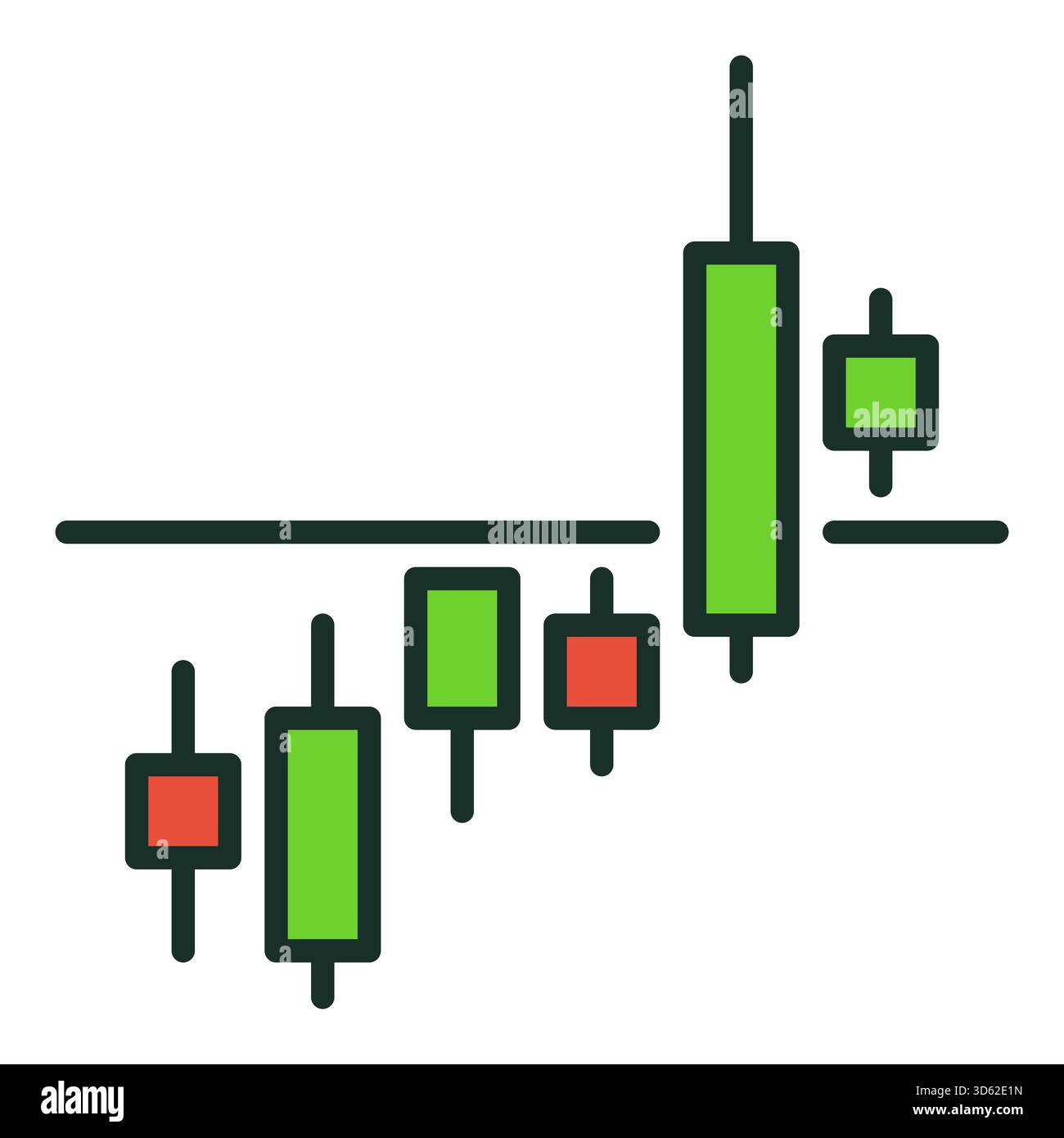 Vector Breakout Candlestick Chart concept colored simple icon or logo ...
