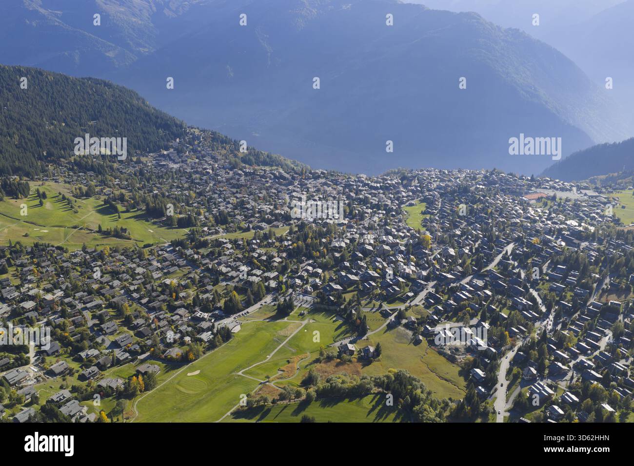 Alpine valley human settlement hi-res stock photography and images - Alamy