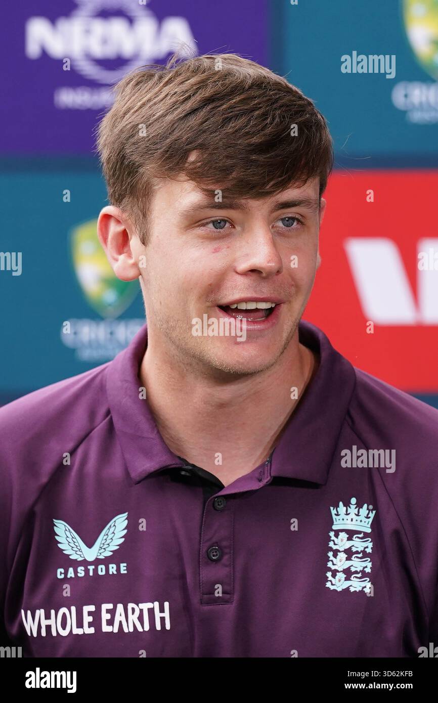 England’s Jamie Smith looks on during a press conference at the Optus ...