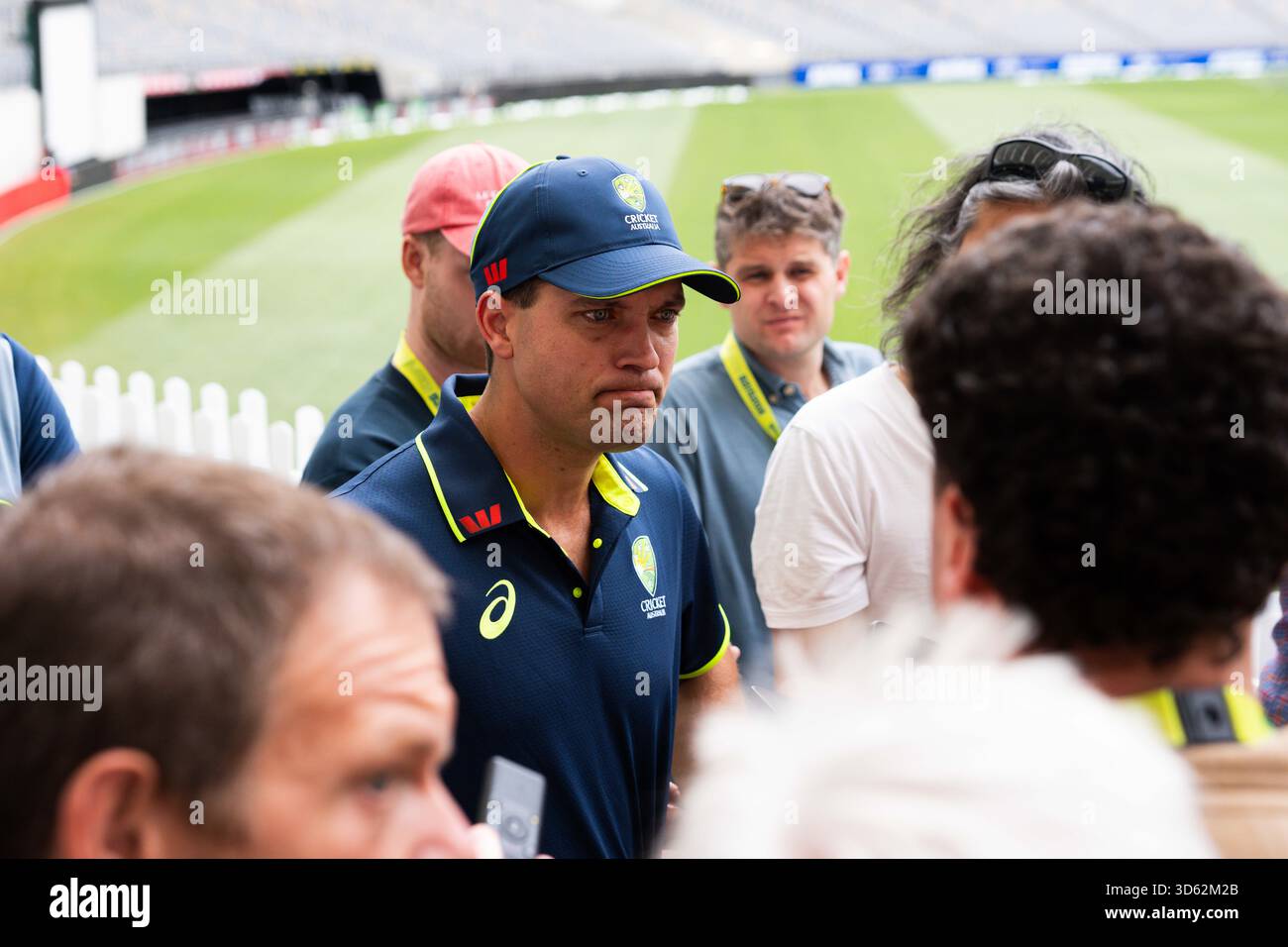 Australia’s Alex Carey takes questions during a press conference at the ...