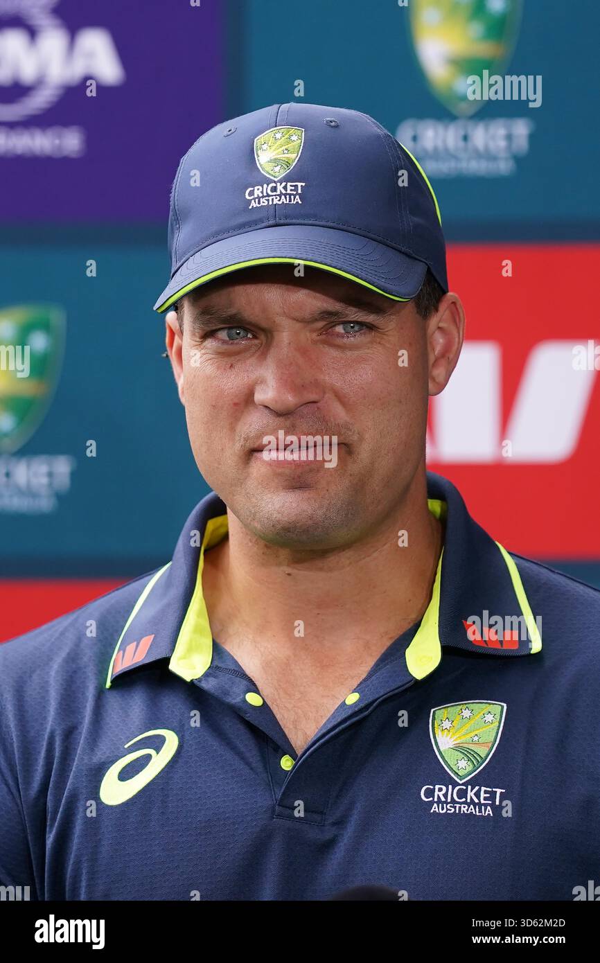 Australia’s Alex Carey looks on during a press conference at the Optus ...