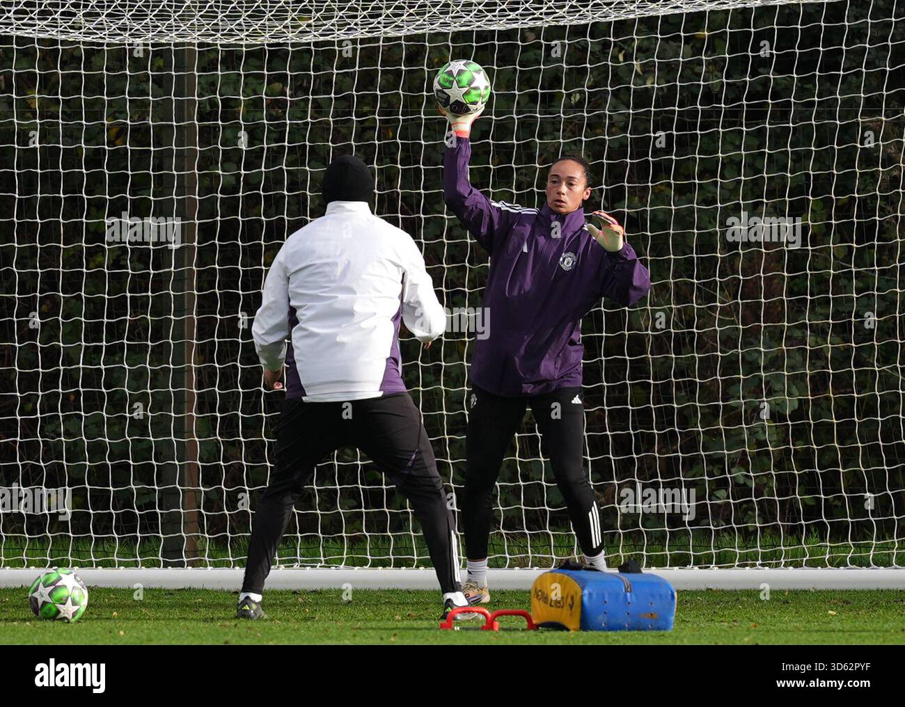 Manchester United goalkeeper Phallon Tullis-Joyce (right) during a ...