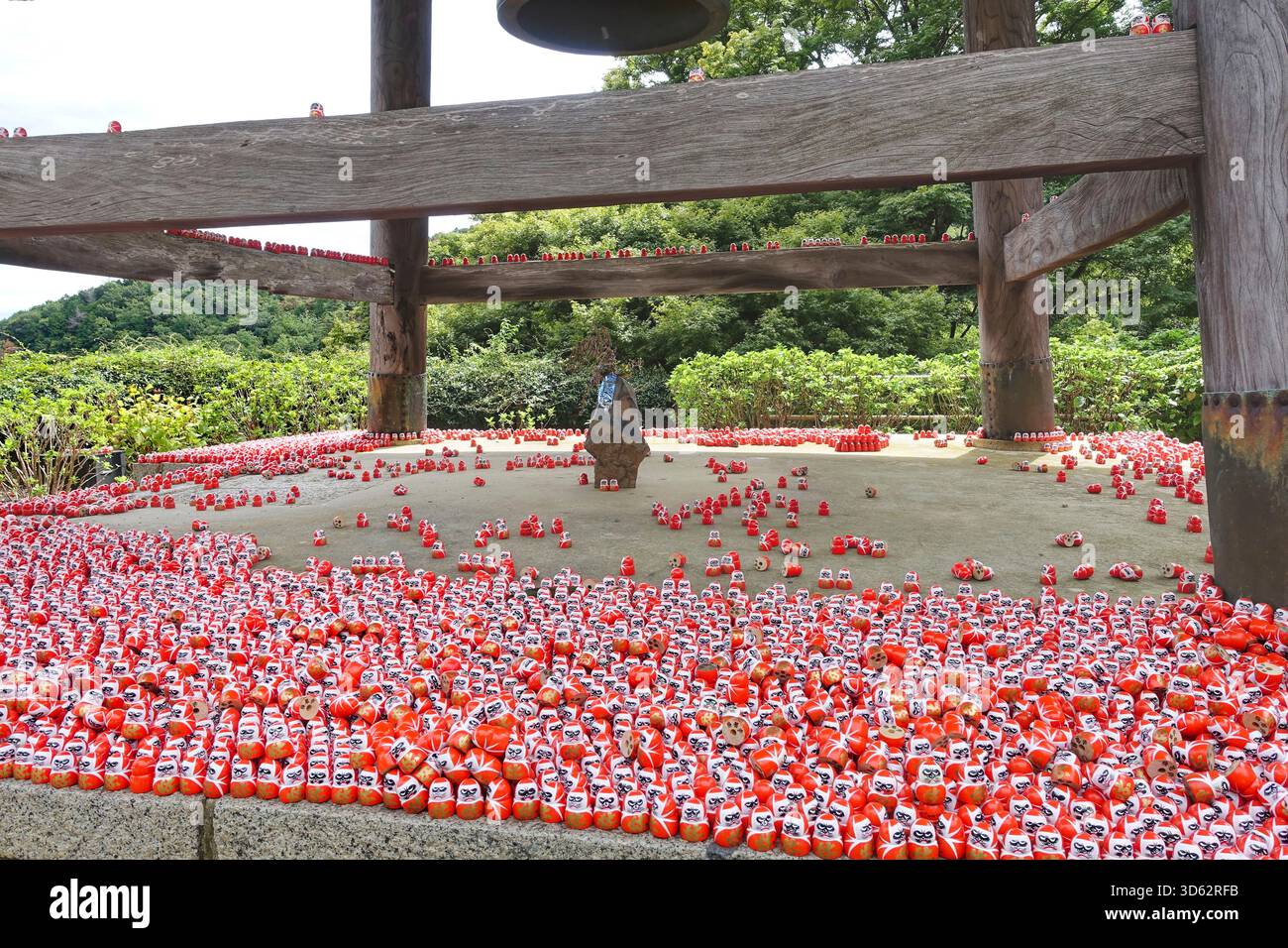 many small Daruma lucky charms placed in Minoh Park, Japan, Osaka ...