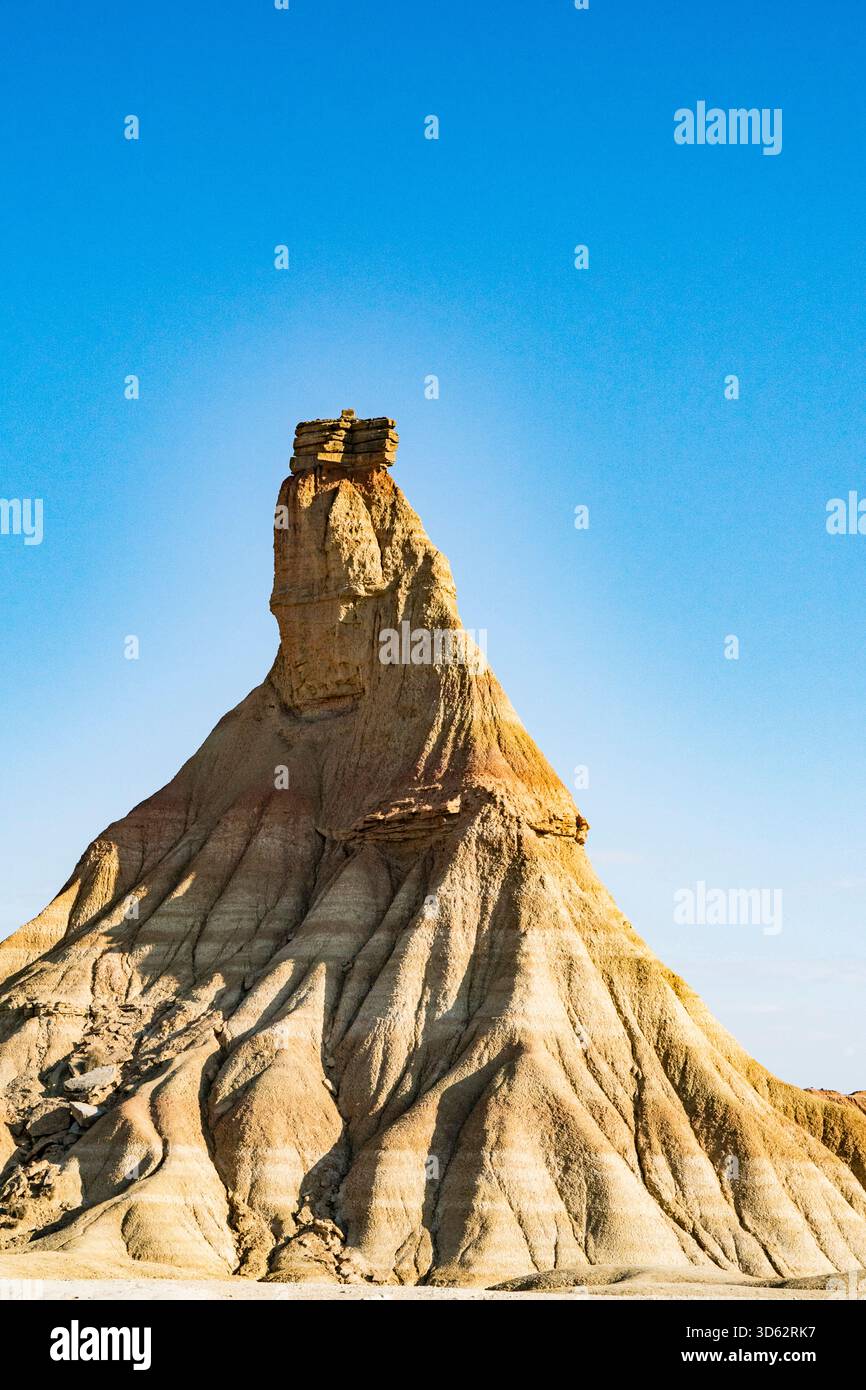 Rock formation in the semi-desert of Bardenas Reales, Spain, Navarra ...