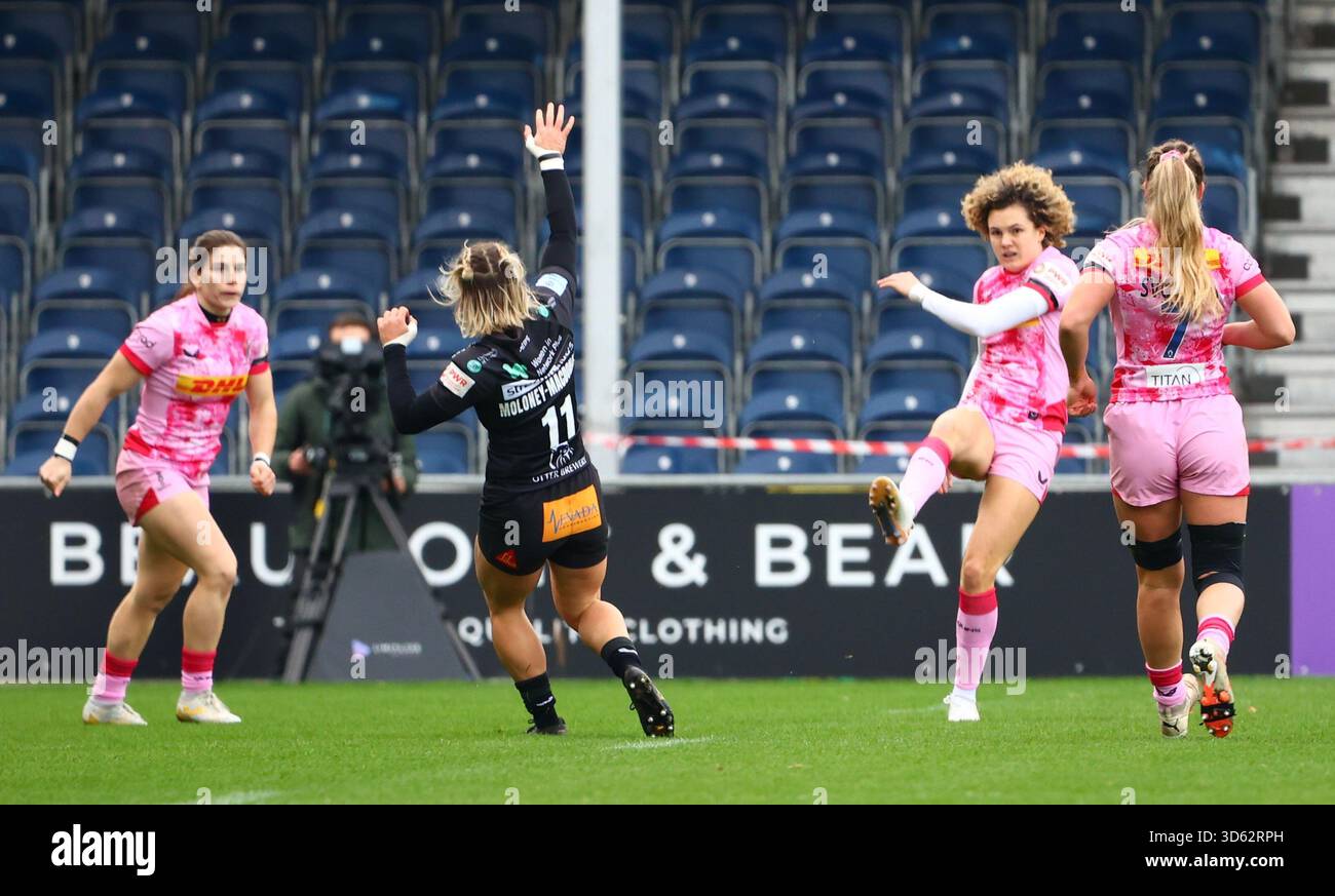 Exeter, Devon, UK. 16th November, 2025. PWR Premiership Women’s rugby ...