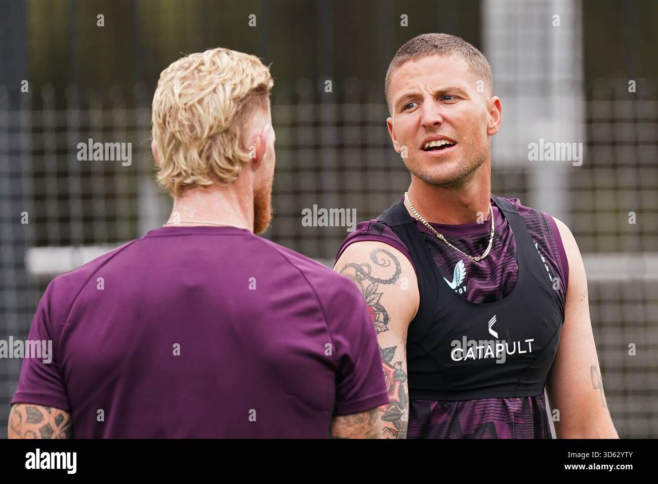 England’s Brydon Carse looks on during a nets session at the Optus ...