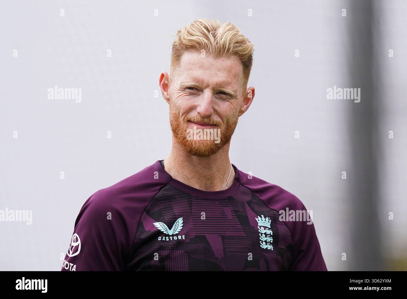 England’s Ben Stokes smiles during a nets session at the Optus Stadium ...