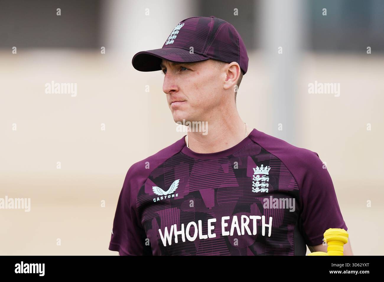 England’s Harry Brook looks on during a nets session at the Optus ...