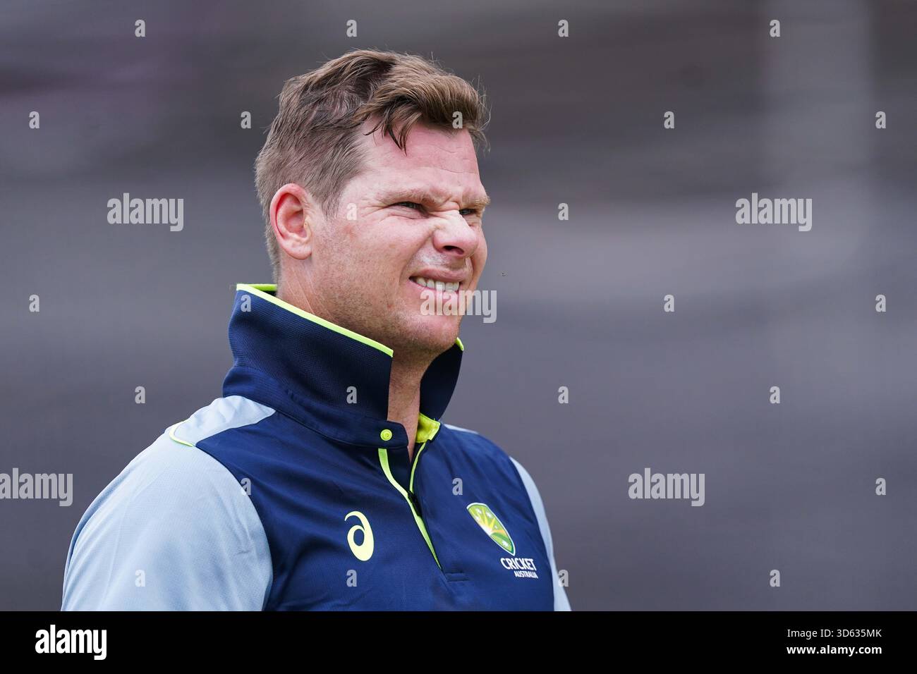 Australia's Steve Smith grimaces during a nets session at the Optus ...