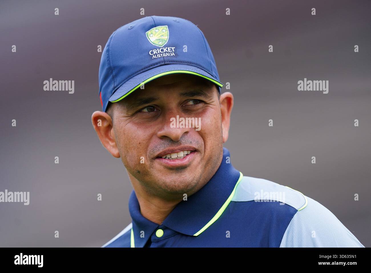 Australia's Usman Khawaja smiles during a nets session at the Optus ...