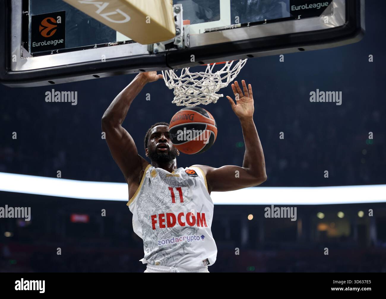 Belgrade, Serbia. 11th Nov, 2025. AS Monaco's Alpha Diallo dunking on ...