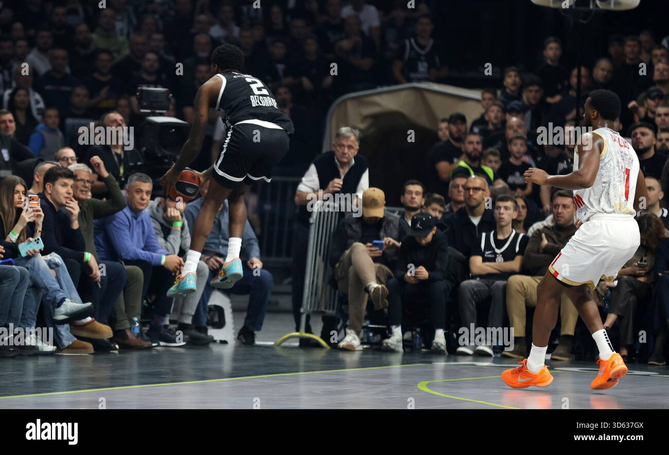 Belgrade, Serbia. 11th Nov, 2025. Partizan's Shake Milton chase the ...