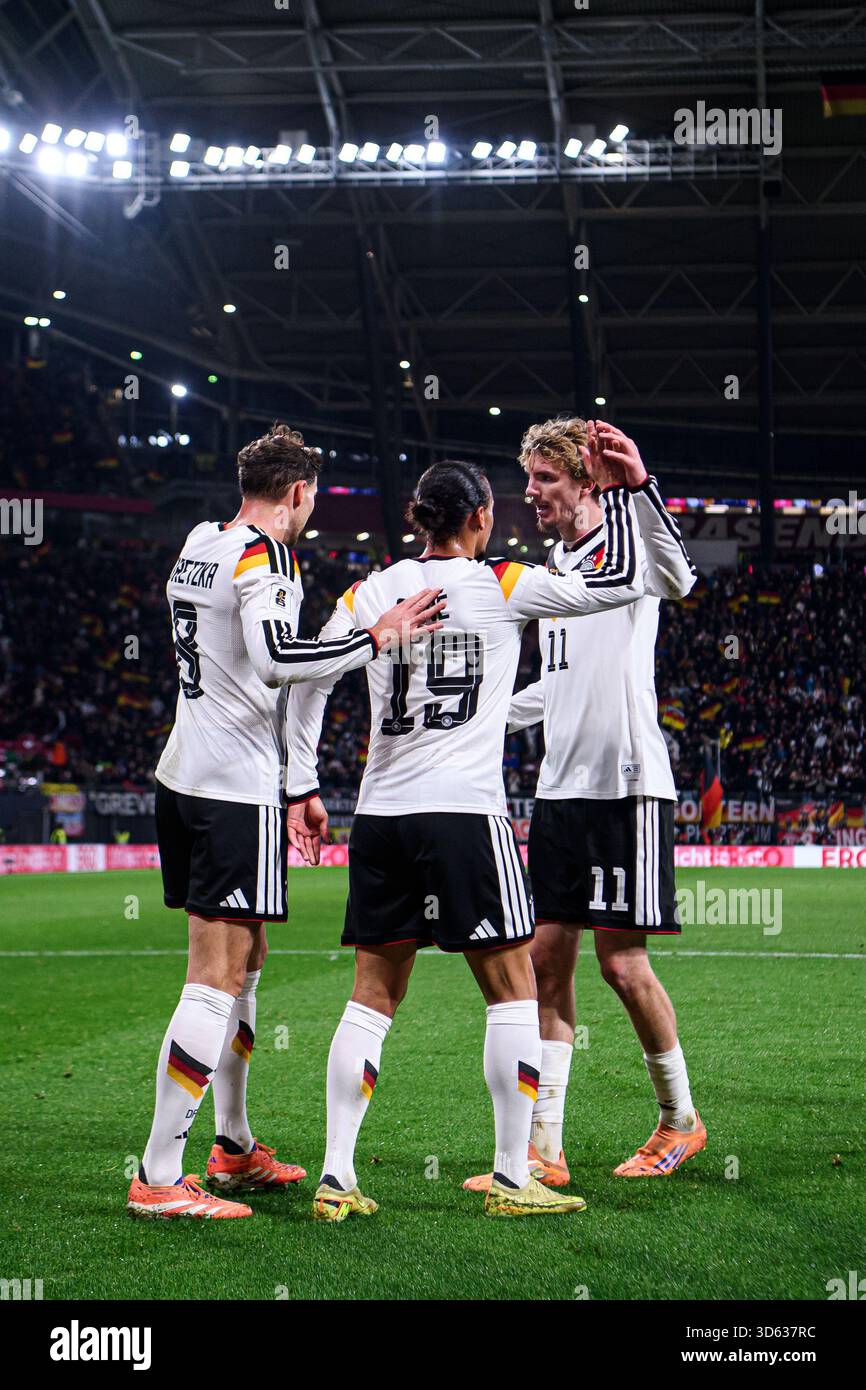 LEIPZIG, GERMANY - 17 NOVEMBER, 2025: Leroy Sane, Leon Goretzka, Nick ...