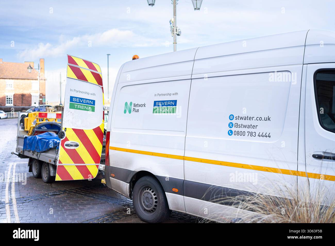 Close up side view of a Severn Trent network plus van, focus on the ...
