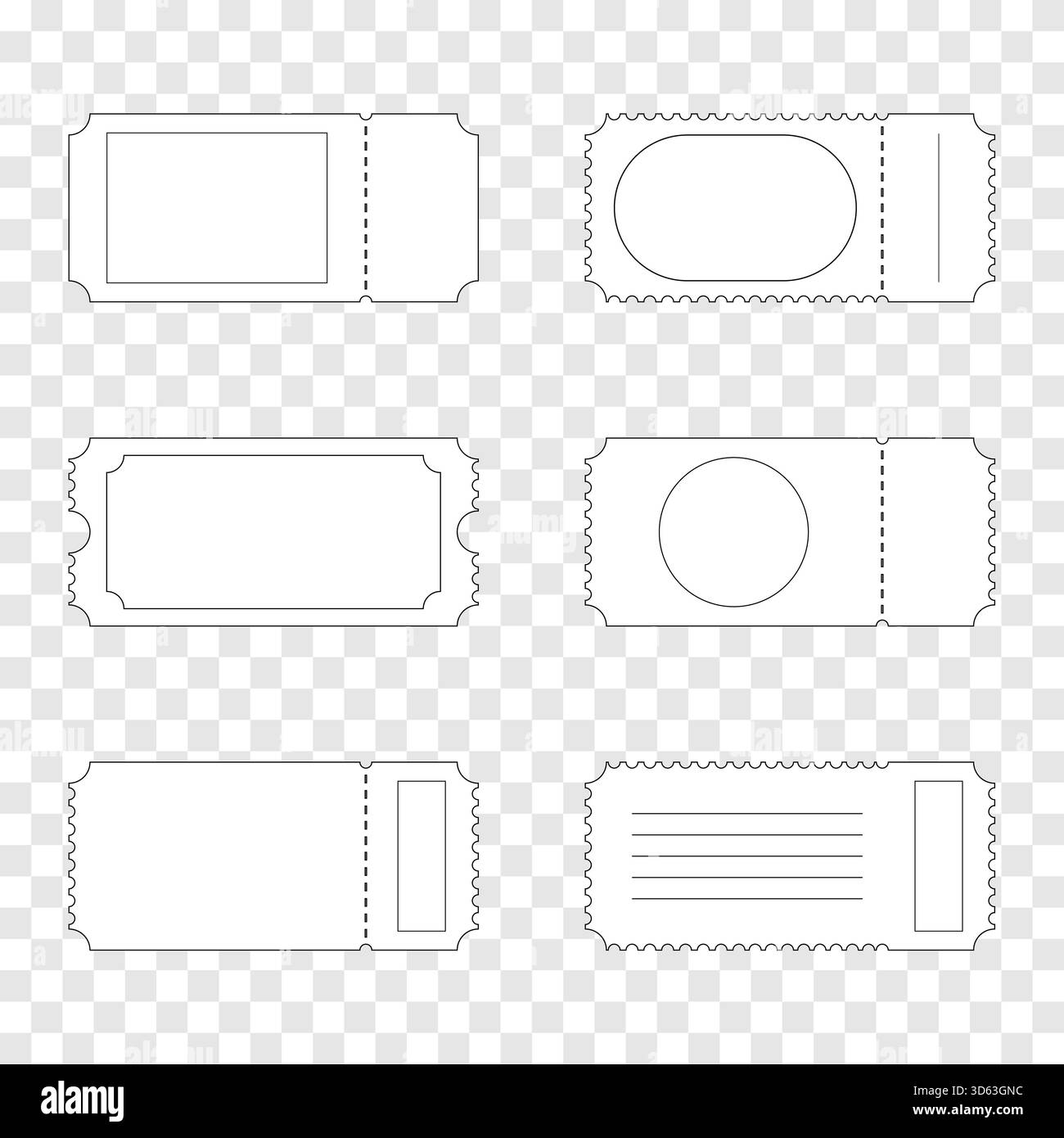 Collection of tear-off ticket templates with various internal elements ...
