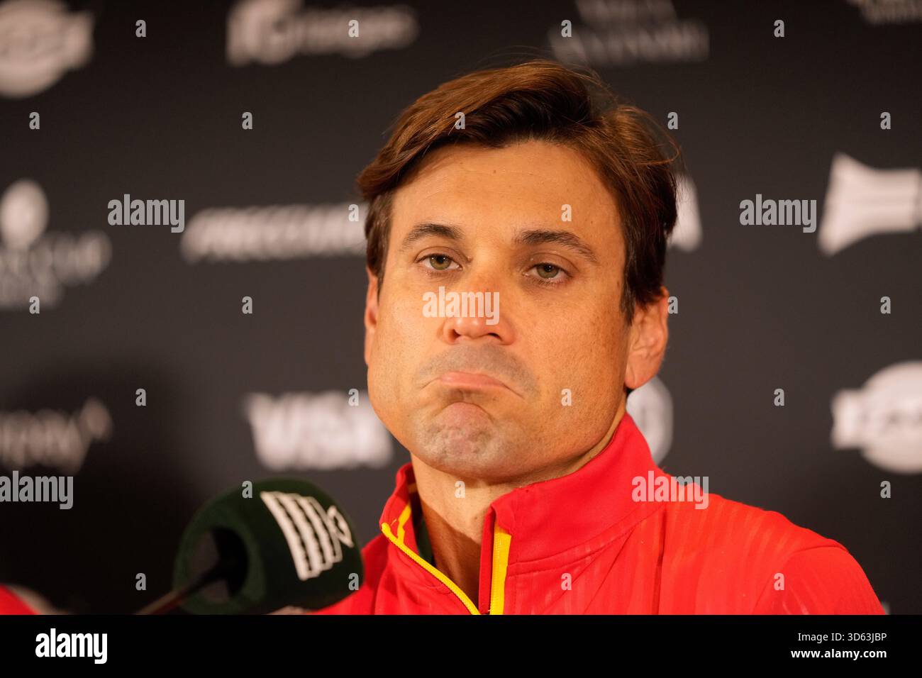 Spains' David Ferrer meets the media during a press conference ahead of ...