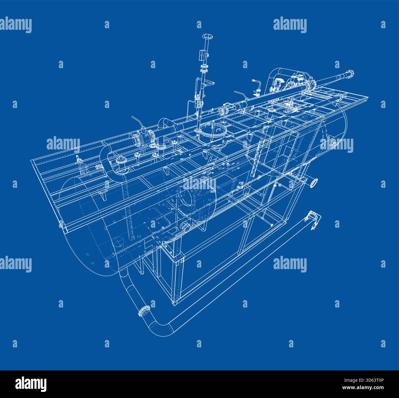 Detailed Blueprint of Industrial Machinery. Vector Stock Vector Image ...
