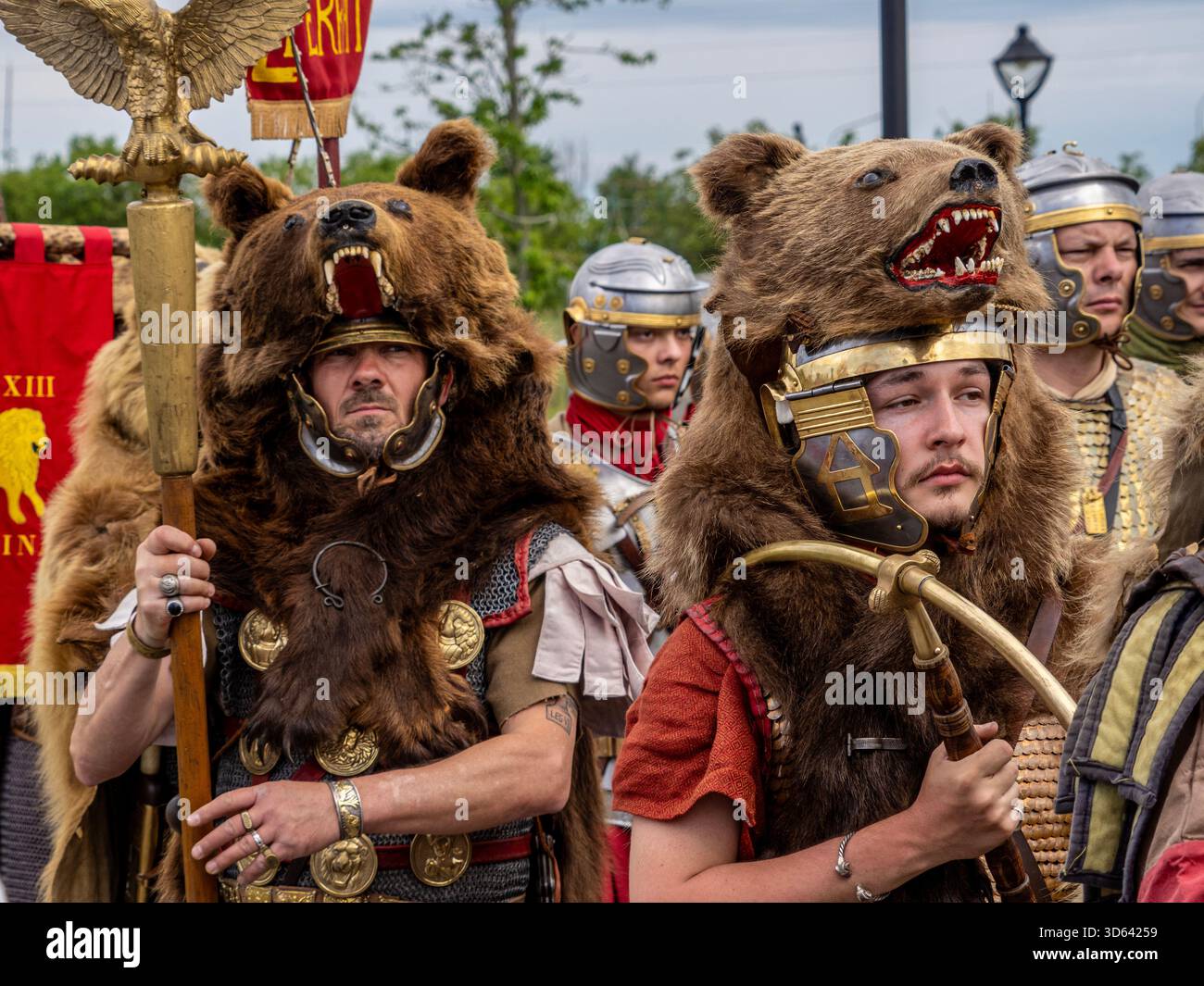 Targu Jiu, Gorj, Romania – May 24, 2025: Ancient warrior in bear ...