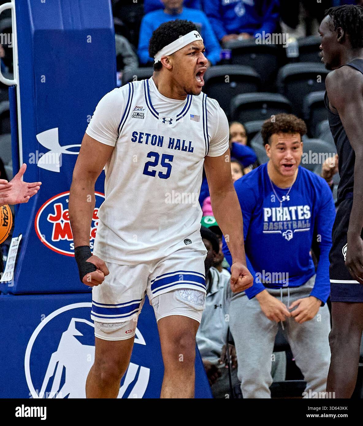 Seton Hall Pirates center Najai Hines (25) reacts after getting fouled ...