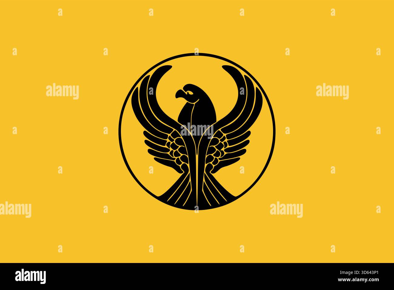 Pontic Greek flag with black double-headed eagle on yellow. Represents ...
