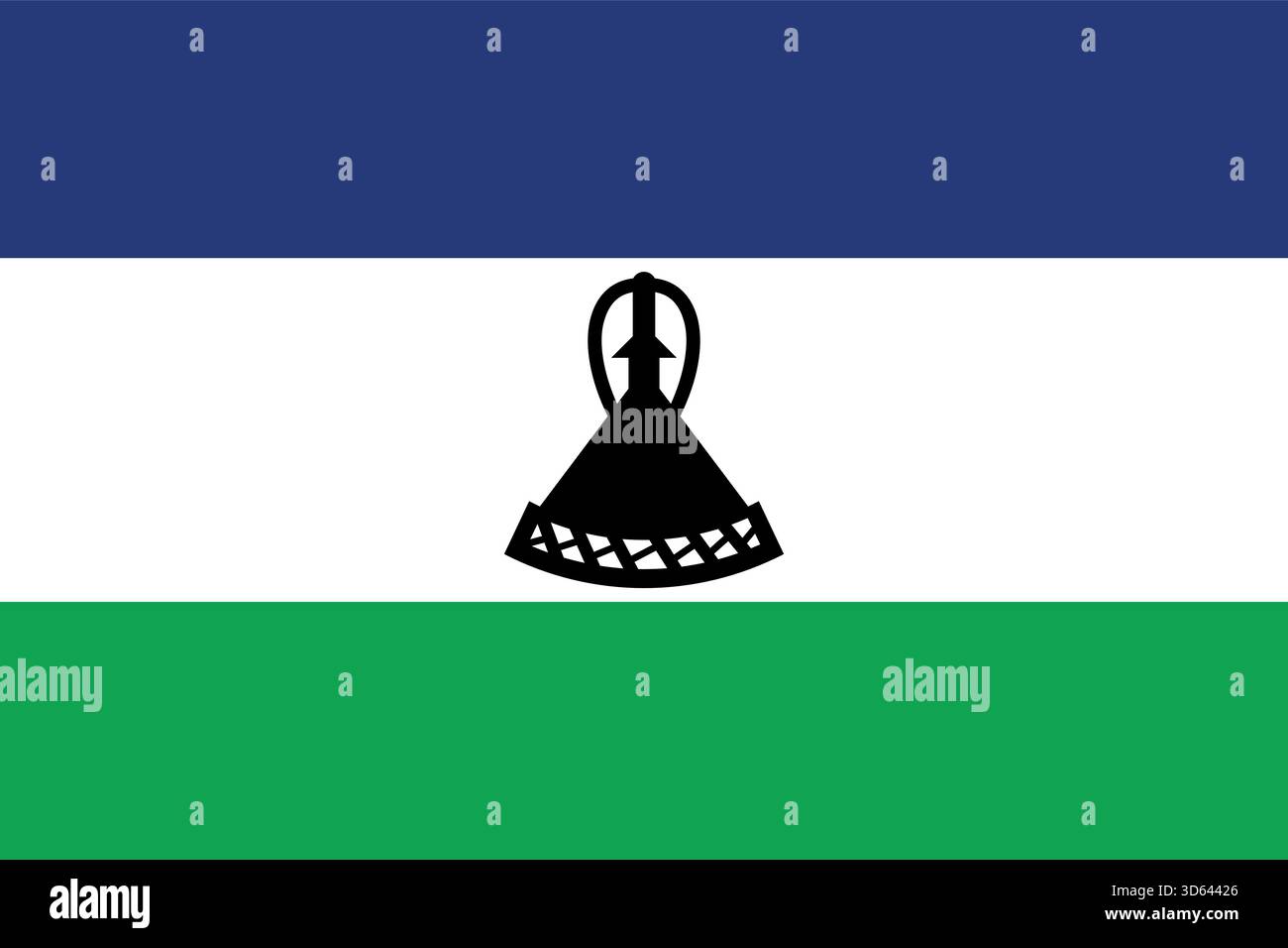 Official flag of Lesotho featuring blue, white, and green stripes with ...