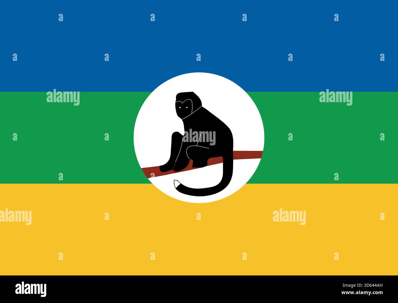 Flag of the Rwenzururu Kingdom in Uganda. Blue, green and white stripes ...