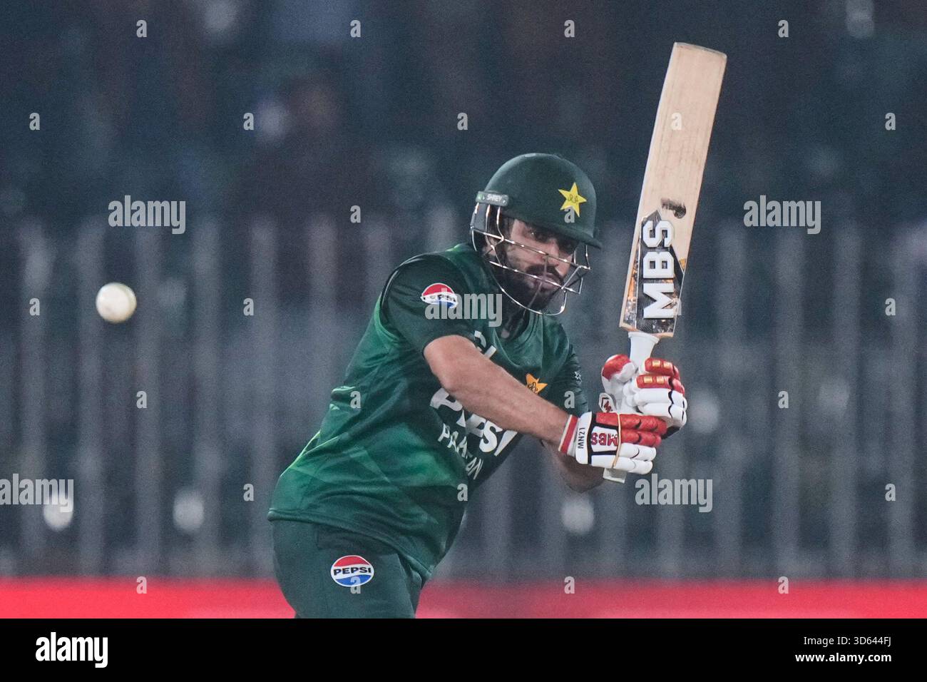Pakistan's Mohammad Nawaz plays a shot during the tri-series T20 ...