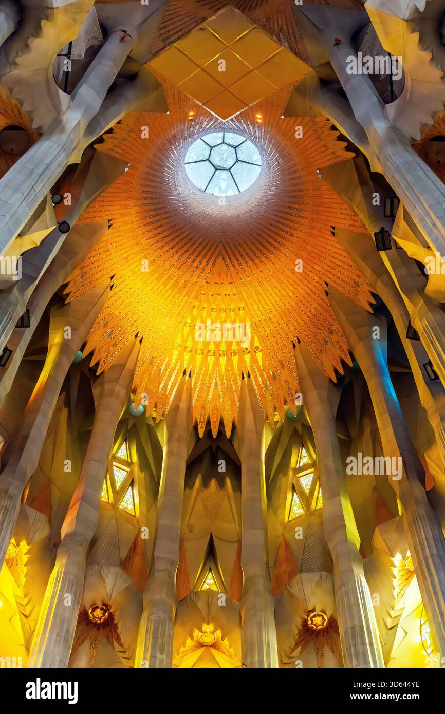 Interior of Sagrada Família Barcelona, Catalonia, Spain. Astonishing ...