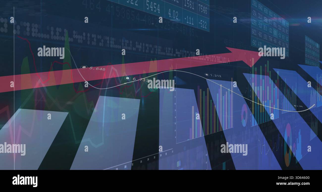 Displaying financial dashboard showing rising trend in trading platform ...