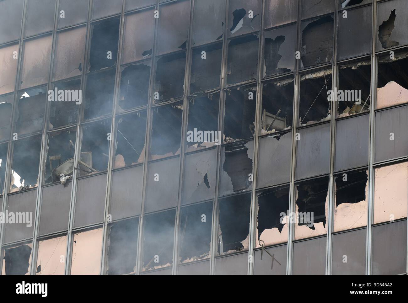 Aftermath of the Vjesnik skyscraper fire revealed extensive damage to ...