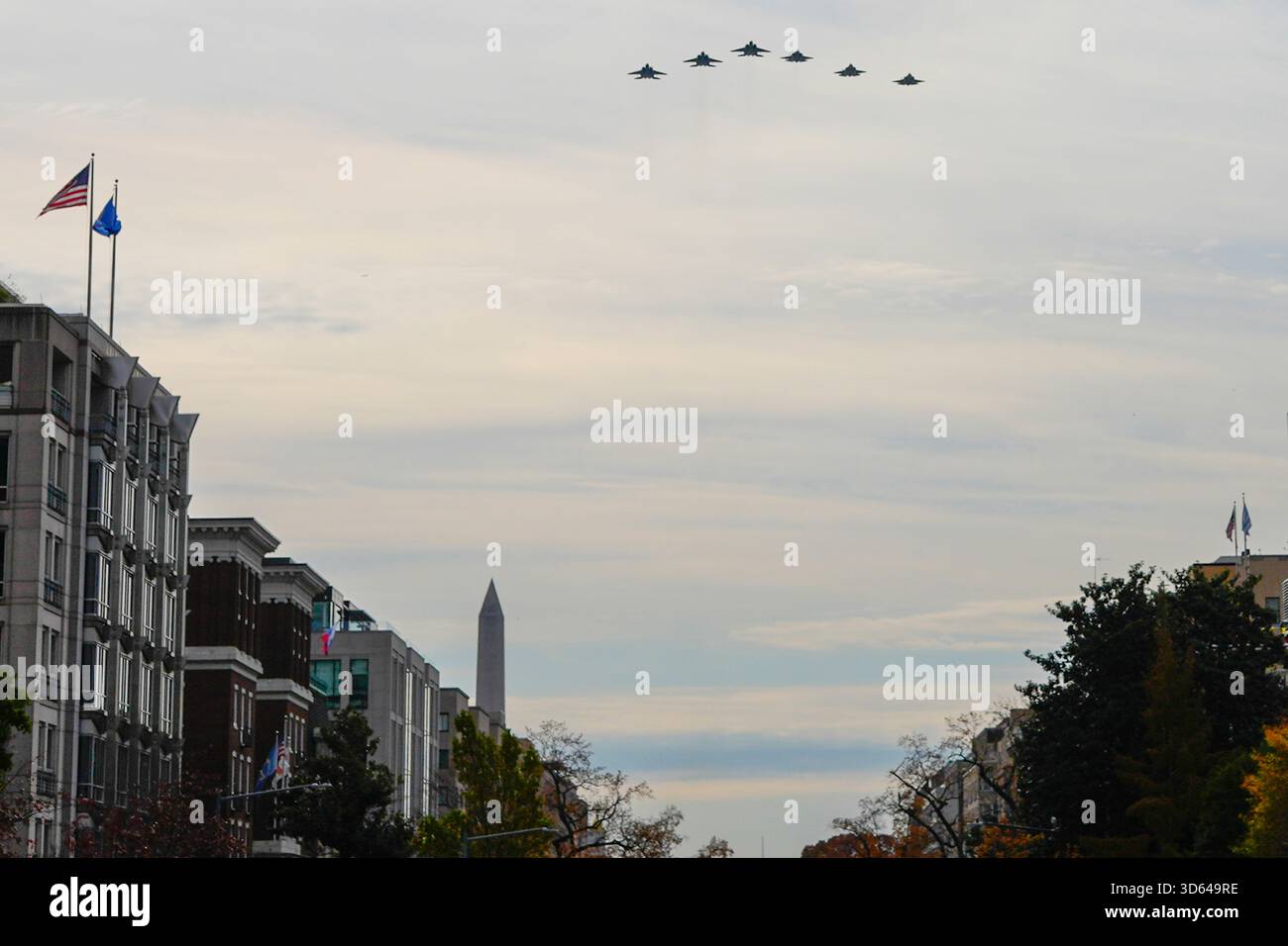 U.S. Air Force jets flyover downtown Washington as President Donald ...