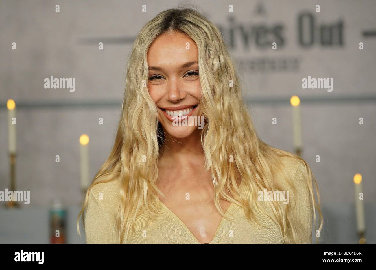 Alexis Ren arrives at the premiere of "Wake Up Dead Man: A Knives Out Mystery" on Monday, Nov ...