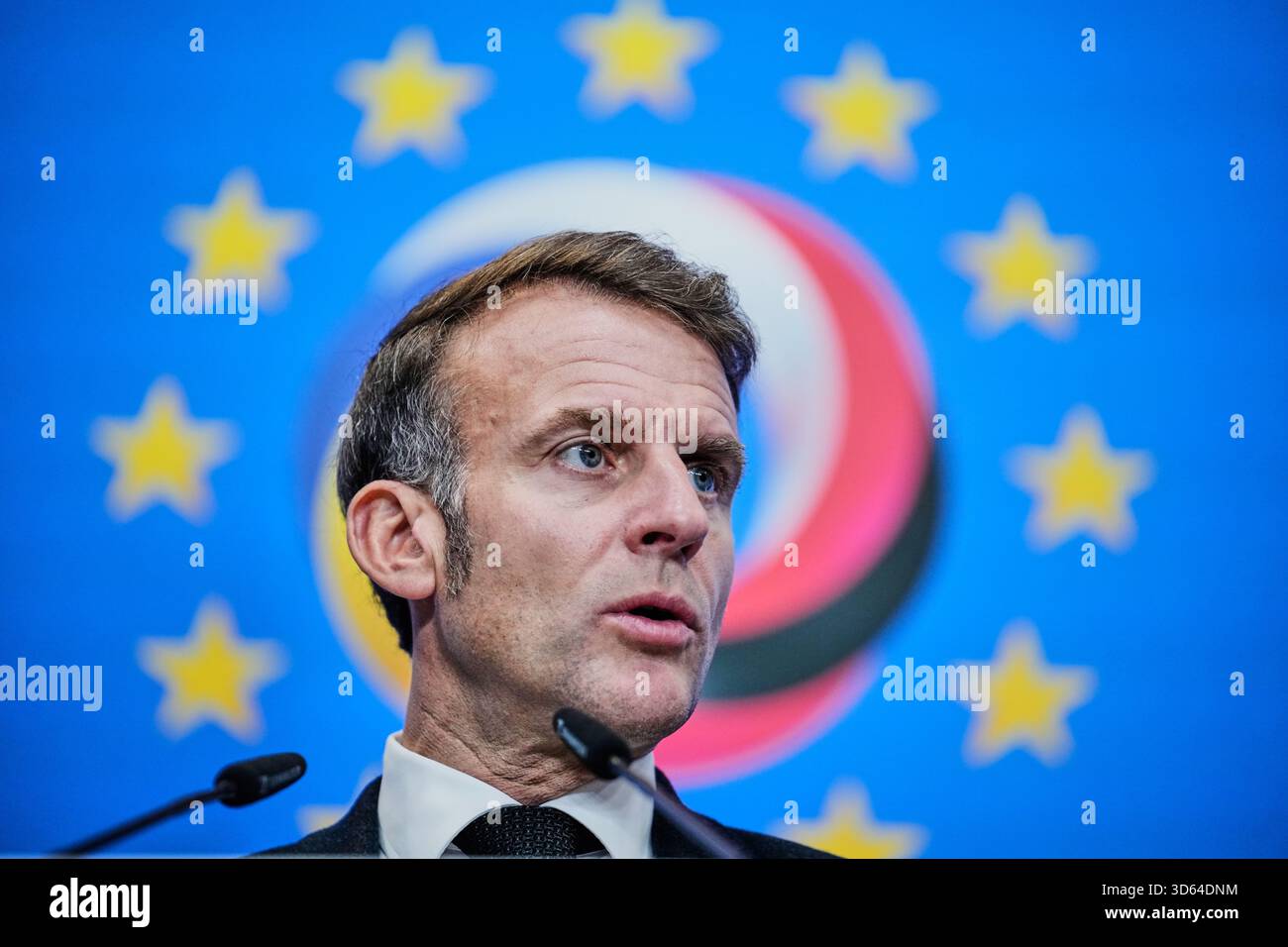 French President Emmanuel Macron attends a news conference during the ...