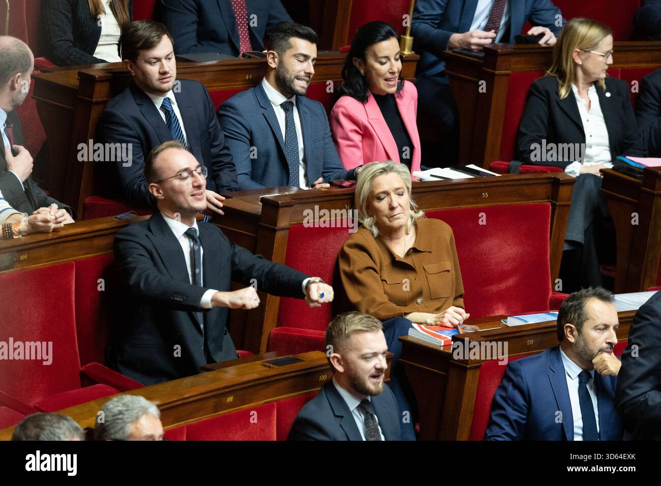 French deputy and president of Le Rassemblement National RN far right ...